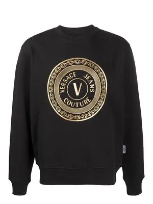 Versace Metallic Logo Print Jumper - Black
