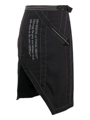 Off-White Side-vent Asymmetric Mid-length Skirt - Black