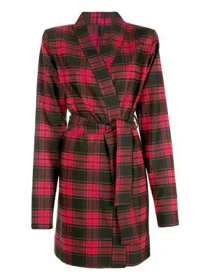 BEN TAVERNITI UNRAVEL PROJECT Plaid Belted Virgin Wool Coat