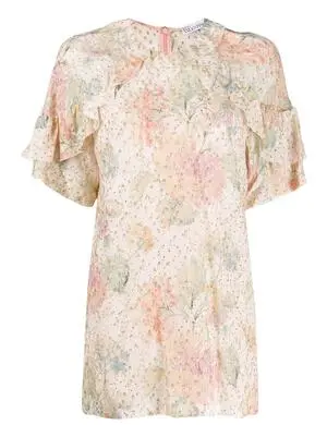 Red Valentino Metallic Embroidered Floral Blouse - Neutrals