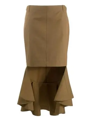 Givenchy Asymmetrical Ruffle Midi Skirt - Brown