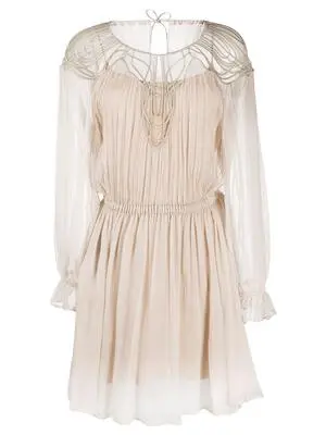Alberta Ferretti Long Sleeve Dress - Neutrals