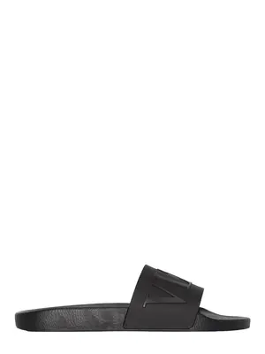 Valentino Garavani Embossed-logo Flip-flops - Black
