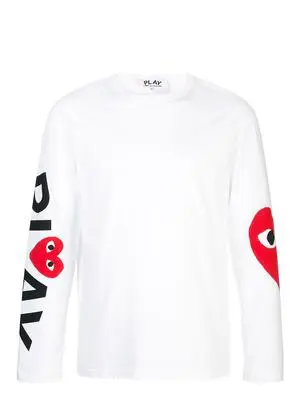 Play Comme Des Garcon Almond-eye Long-sleeved T-shirt - White