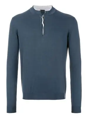 DELL'OGLIO Henley Jumper - Blue