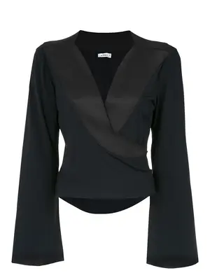 AMIR SLAMA Wrap Blouse - Black