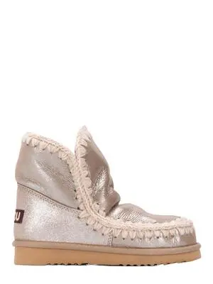 Mou Woven Detail Sheepskin Boots - Metallic