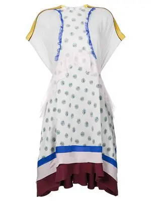 Valentino Garavani Bouquet Print Ruffled Dress - Grey