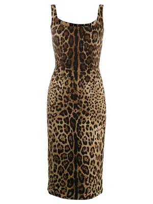 Dolce & Gabbana Leopard-print Midi Dress - Black
