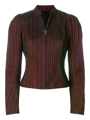 John Galliano Pinstriped Zipped Blouse - Red