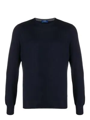 BARBA NAPOLI Virgin Wool Crew Neck Jumper - Blue