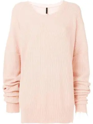 BEN TAVERNITI UNRAVEL PROJECT Distressed Ribbed Jumper - Pink
