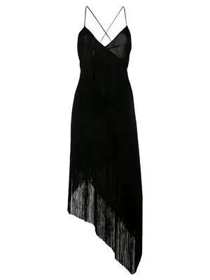 Givenchy Cascading Fringe Slip Dress - Black