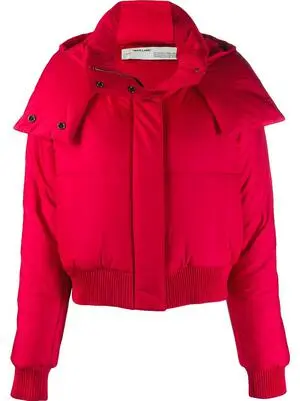 Off-White Cropped Padded Coat - Red