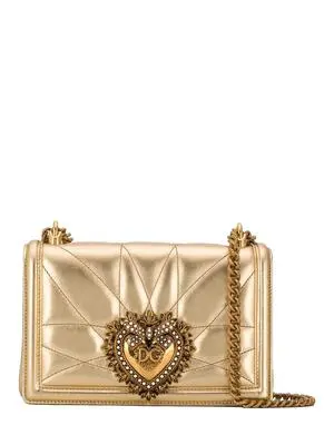 Dolce & Gabbana Medium Devotion Quilted Crossbody Bag Gold