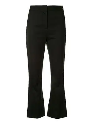 Olivia Palermo Cropped Flared Trousers - Black