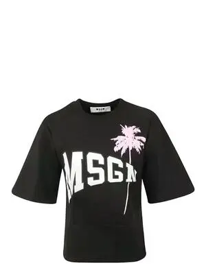 MSGM Logo Palm Tree T-shirt - Black
