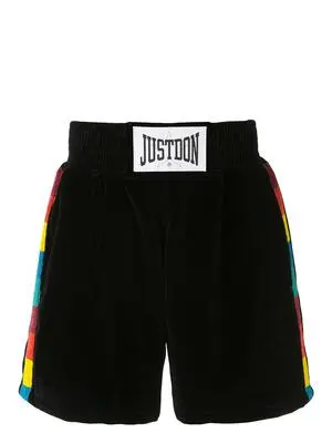 JUST DON Velvet Track Shorts - Black