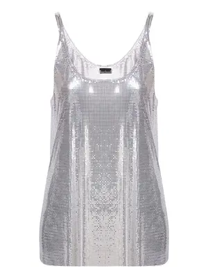 Rabanne Metallic Mesh Tank - Silver