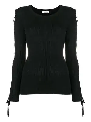 P.a.r.o.s.h Laced Sleeves Knitted Top - Black