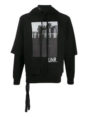 BEN TAVERNITI UNRAVEL PROJECT Photographic-print Layered Hoodie - Black