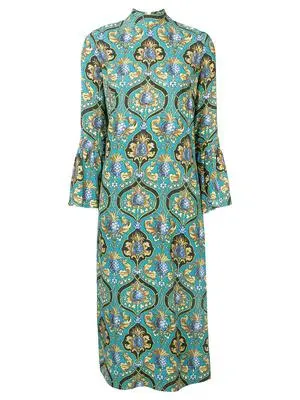LA DOUBLEJ La DoubleJ Graphic Print Long Sleeve Mock Neck Dress