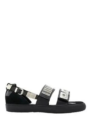 TOGA VIRILIS Leather Touch-strap Sandals With Silver-tone Embellishments - Black