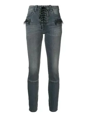 BEN TAVERNITI UNRAVEL PROJECT Lace-up Stretch Jeans - Grey