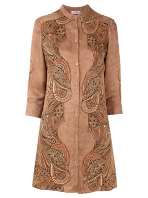 AMIR SLAMA Silk Shirt Dress - Brown