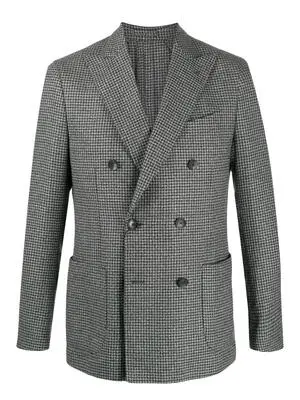 DELL'OGLIO Houndstooth Check Blazer - Black