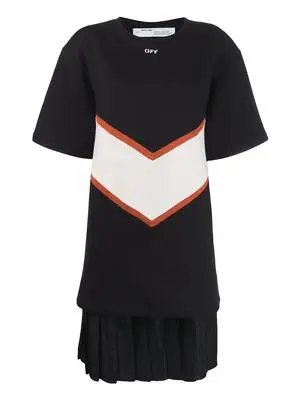 Off-White Contrasting Panels T-shirt Dress - Black