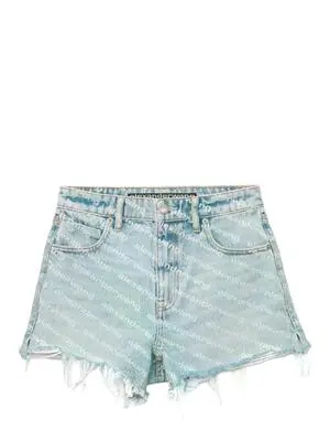 Alexander Wang High-waisted Logo Print Denim Shorts - Blue