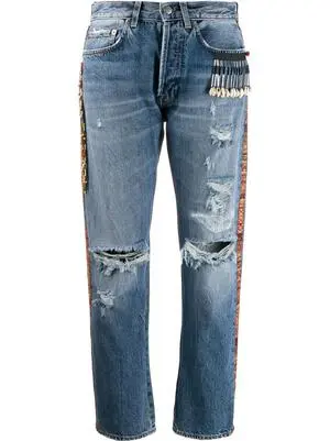 GIACOBINO Giacobino Bead Detail Cropped Jeans