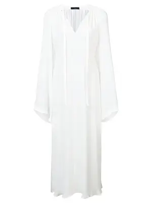 Voz Silk Bell Sleeve Dress - White
