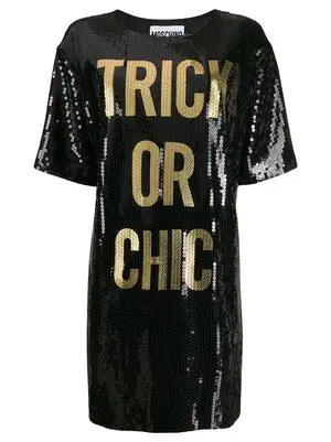 Moschino Sequined T-shirt Dress - Black