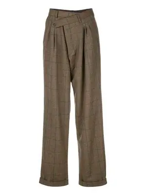R13 Checked Relaxed Trousers - Green