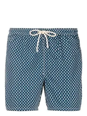 MC2 SAINT BARTH Fish Print Swimming Trunks Blue