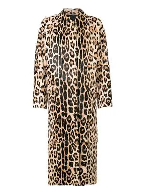 LISKA Leopard Print Goat Fur Coat - Brown
