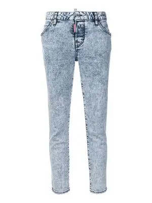 Dsquared2 Skinny Acid Washed Cropped Jeans - Blue