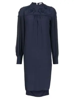 See By Chloé Floral Embroidered Shift Dress Blue