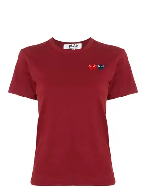 Play Comme Des Garcon Logo Embroidered T-shirt - Red