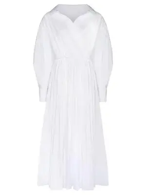 Valentino Garavani Wrap Pleated Shirt Dress - White