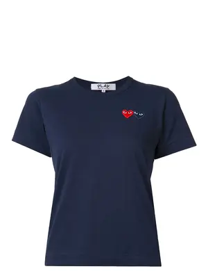 Play Comme Des Garcon Embroidered Heart T-shirt - Blue