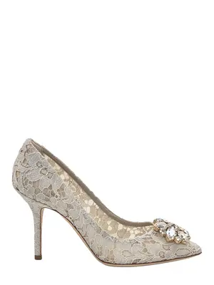 DOLCE & GABBANA Dolce & Gabbana Taormina Lace Crystal-Embellished Pumps