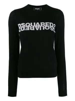 Dsquared2 Wool Logo Knitted Jumper - Black