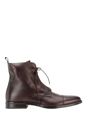 SCAROSSO Leather Lace-up Boots - Brown