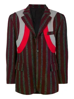 Comme Des Garçons Striped Appliqué Blazer - Red