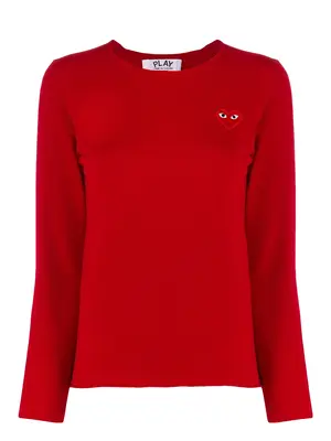 Play Comme Des Garcon Heart Appliqué Sweater - Red