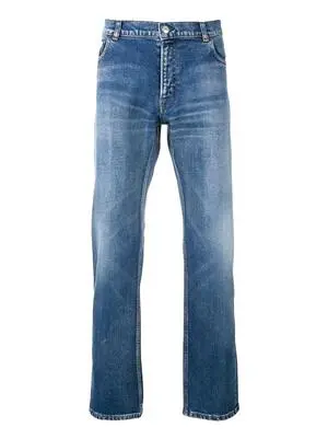 Balenciaga Slim Fit Jeans With Bleached Effect - Blue