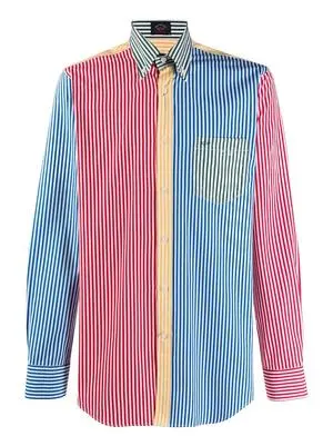 Paul & Shark Striped Colour-block Shirt - Red